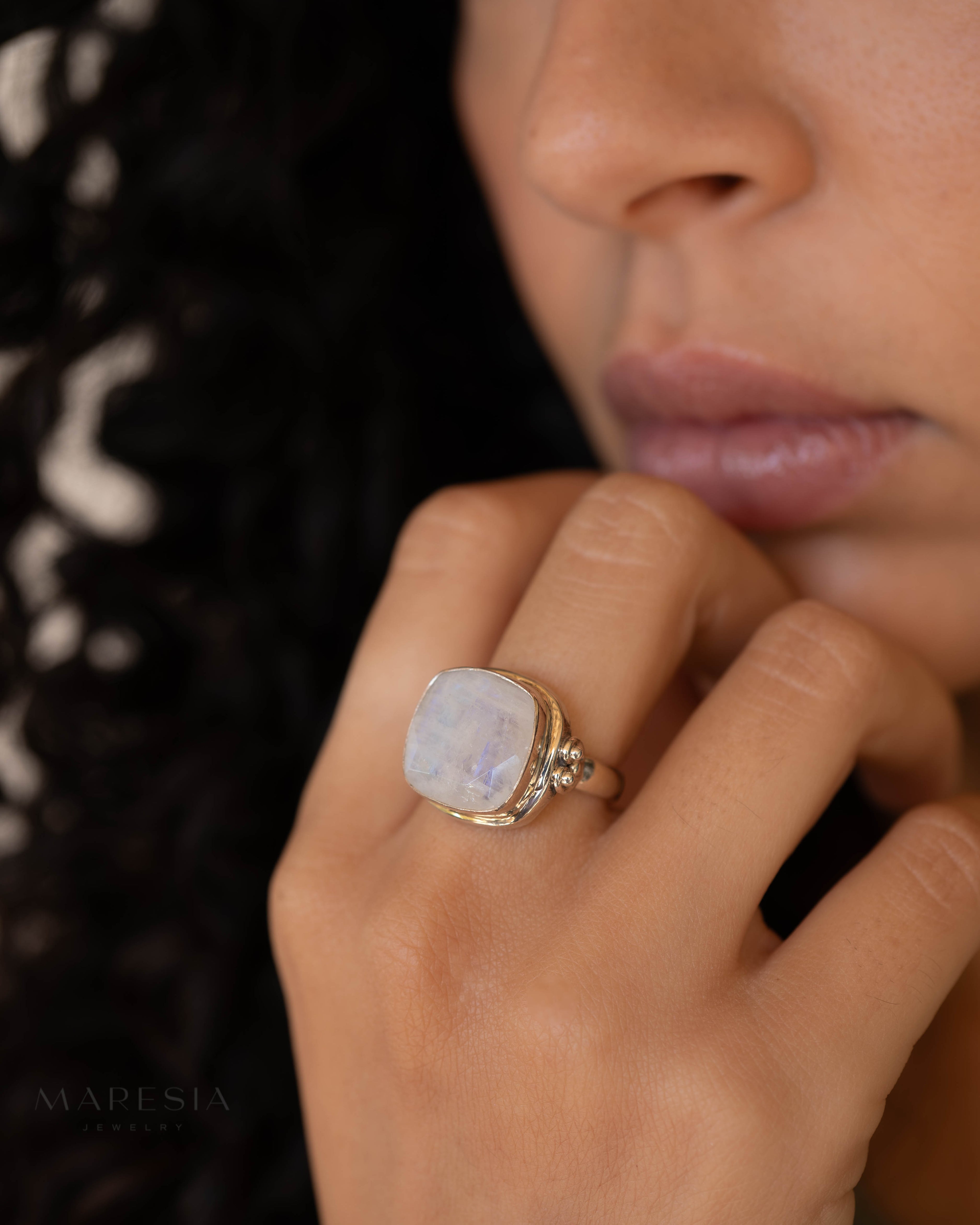 Alice Moonstone Ring ~ Sterling Silver 925 ~MR109 **Best Seller** – Maresia