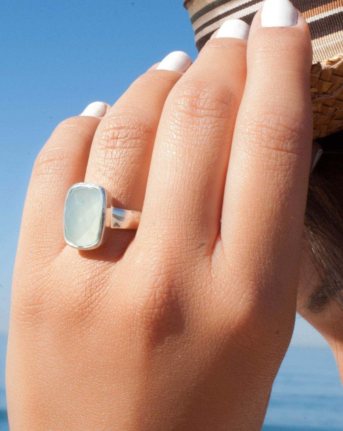 Aqua Chalcedony Ring ~ Sterling Silver 925 ~ MR149 - Maresia Jewelry