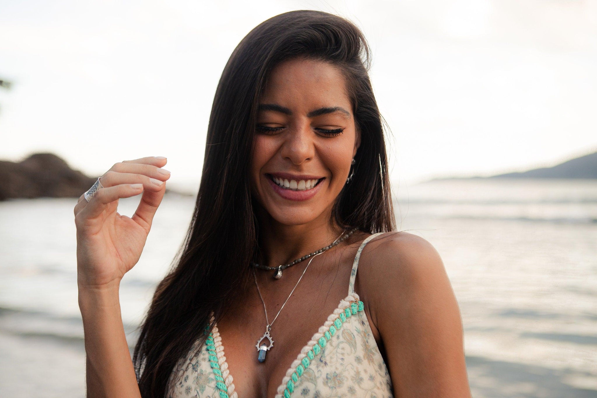 Labradorite Bead Necklace~ Sterling Silver 925 ~ Handmade ~ Bohemian ~ Gypsy ~Boho ~Necklace MN0