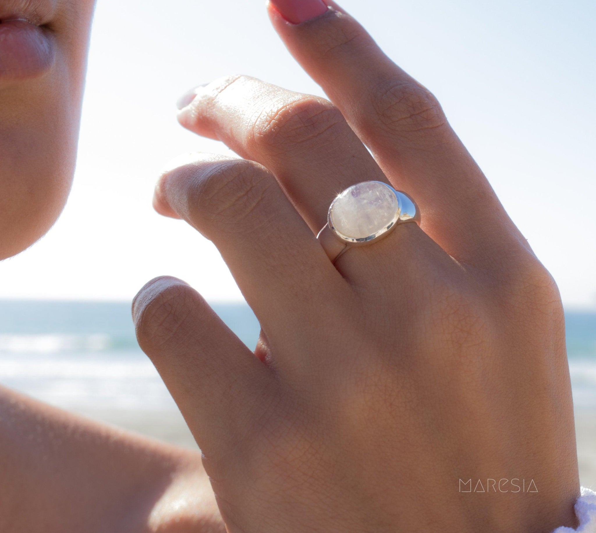 Moonstone Ring ~ Sterling Silver 925 ~MR156 - Maresia Jewelry